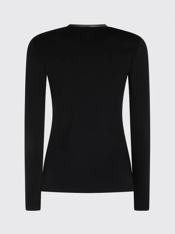Fabiana Filippi Long-sleeved V-neck T-shirt In Cotton With Contrast Trims - Blue