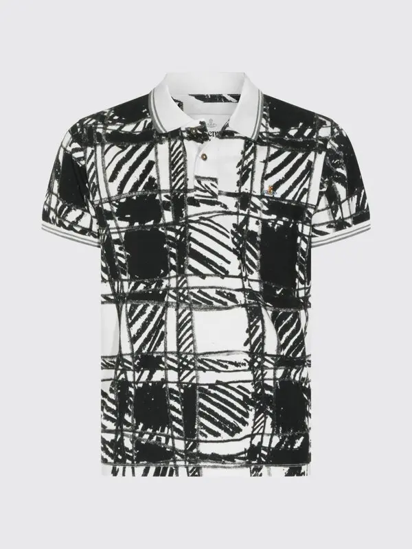 VIVIENNE WESTWOOD Slim Fit Orb Logo Abstract Print Cotton Polo