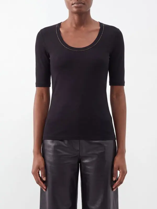 Fabiana Filippi Short-sleeved T-shirt In Cotton With Crew Neck - Black