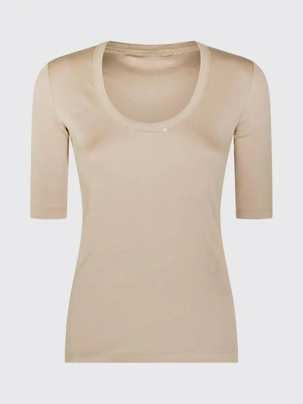 Fabiana Filippi Short-sleeved T-shirt In Cotton With Crew Neck - Coffee