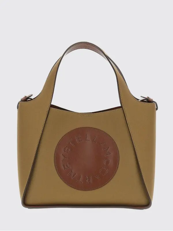 Stella McCartney Logo Canvas Handbag With Removable Pouch - Beige