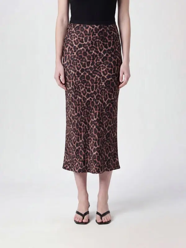ANINE BING Animal Print Satin Midi Pencil Skirt With High Waist - Multicolor