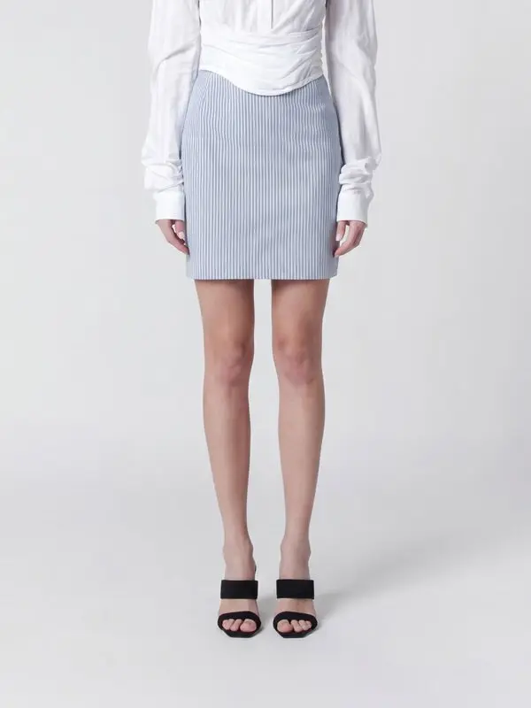 VIVIENNE WESTWOOD Striped Cotton Mini Pencil Skirt - Blue