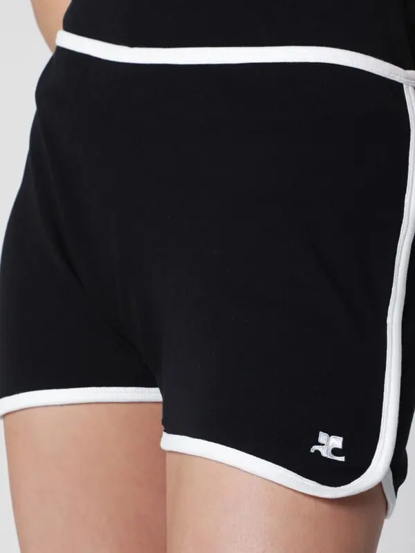 COURREGES High-waisted Cotton Shorts - Black