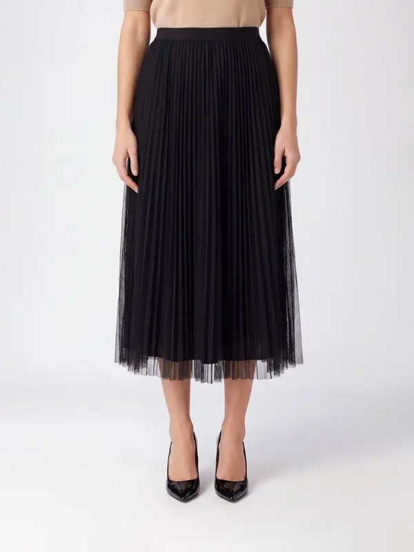 Fabiana Filippi Pleated Crêpe Midi Skirt With Elasticated Waist - Black