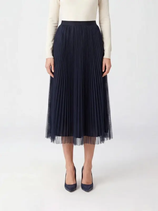 Fabiana Filippi Pleated Crêpe Midi Skirt With Elasticated Waist - Blue