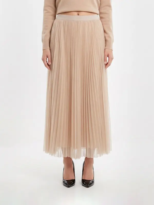 Fabiana Filippi Pleated Crêpe Midi Skirt With Elasticated Waist - Brown