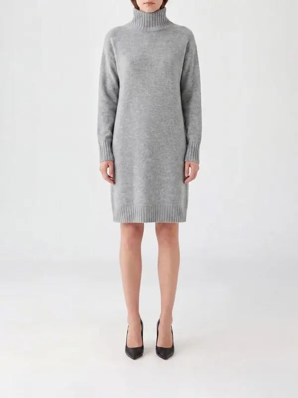 Fabiana Filippi Wool, Silk And Cashmere Knit Turtleneck Mini Dress - Grey
