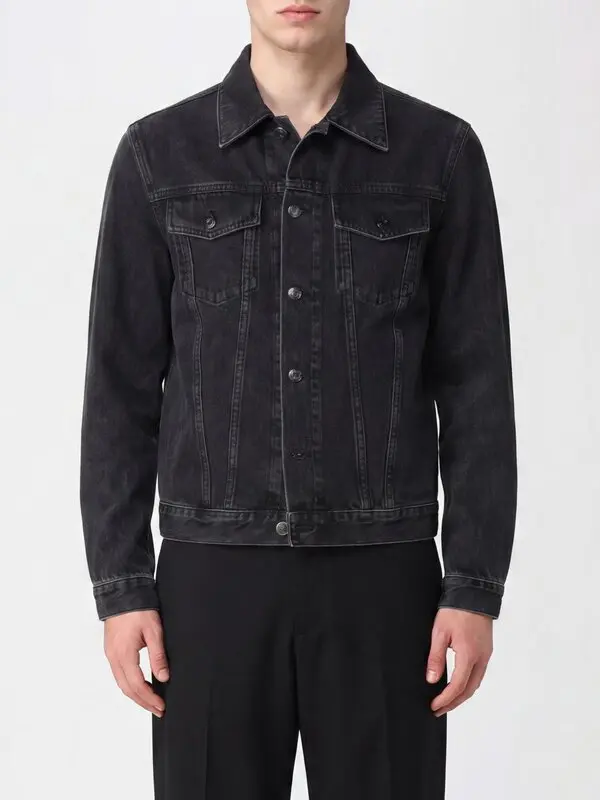 Canali Cotton Denim Shirt Jacket With Patch Pockets - Charcoal
