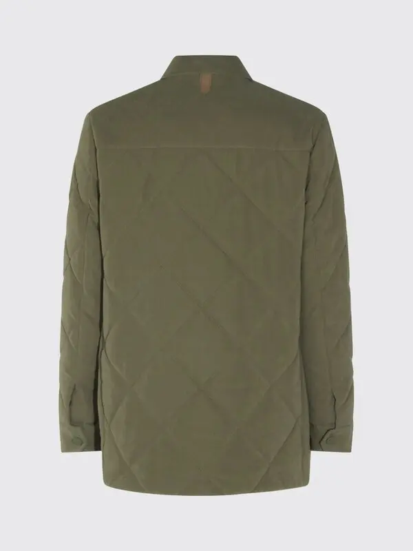 Canali Quilted Padded Technical Fabric Jacket With Classic Collar