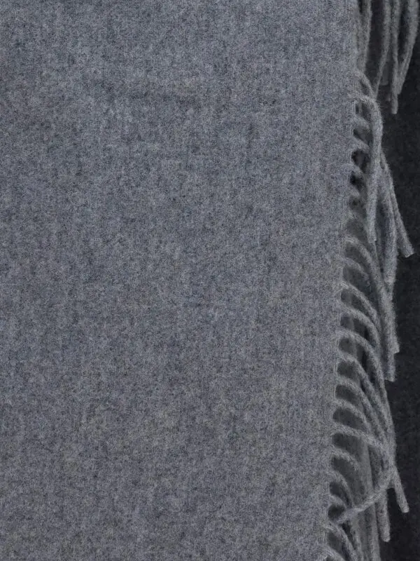 Fabiana Filippi High-neck Wool Cape With Concealed Closure And Fringes - Grey