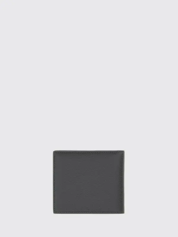 Thom Browne 4-bar Full-grain Leather Bifold Wallet - Grey