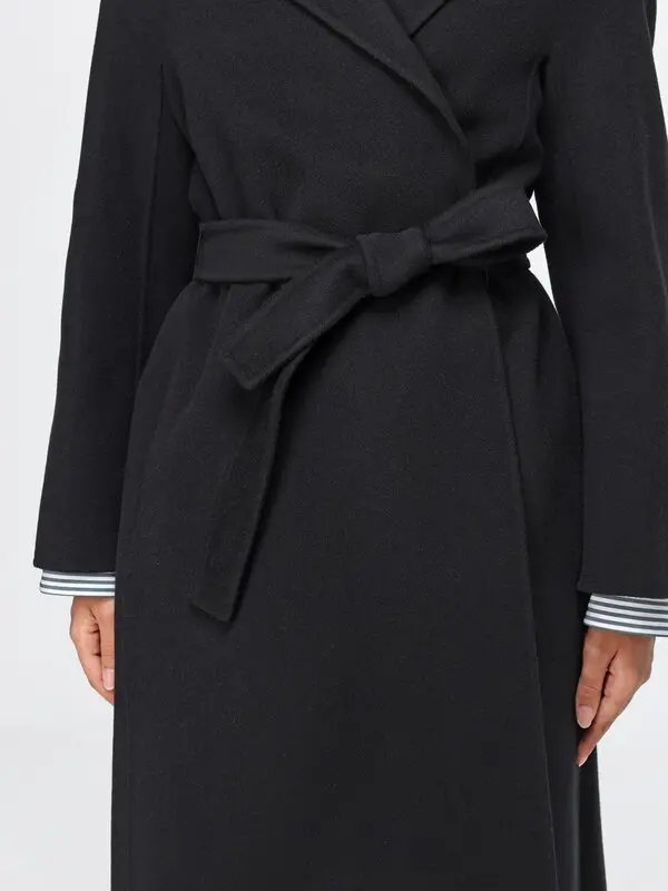 Max Mara S Virgin Wool Long Robe Coat - Black