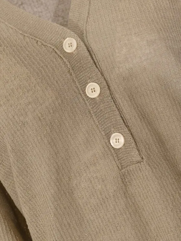 ATOMO FACTORY Linen Blend V-neck Jumper With Three-button Closure