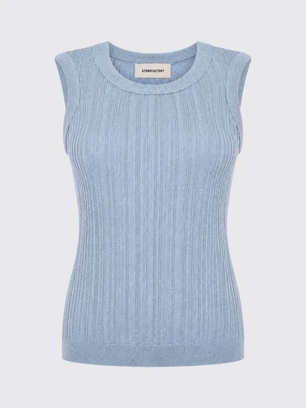 ATOMO FACTORY Viscose Blend Off-shoulder Crew Neck Top