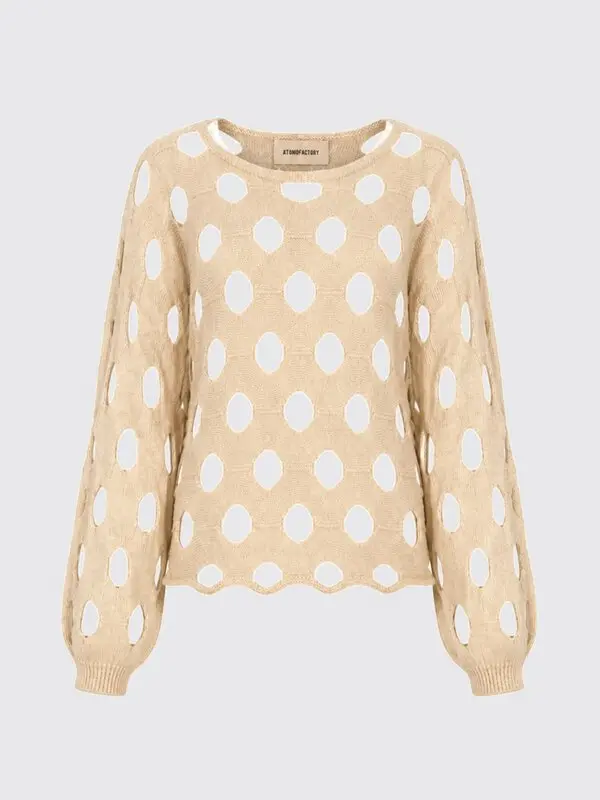 ATOMO FACTORY Open-knit Wool Blend Jumper With Round Neck And Wavy Hem