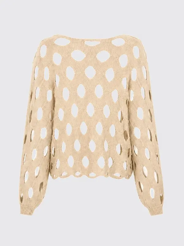 ATOMO FACTORY Open-knit Wool Blend Jumper With Round Neck And Wavy Hem