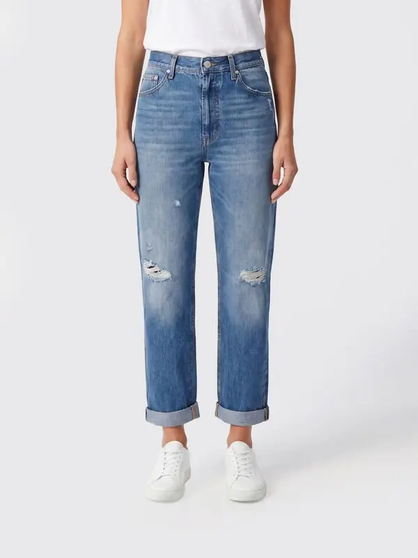 DONDUP Mid-rise Straight Jeans With Distressed Detailing And Turn-up Hems
