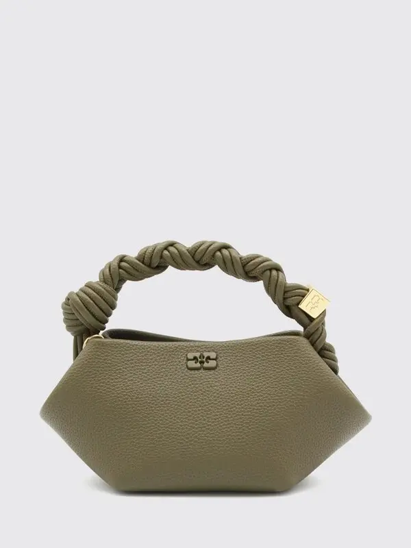 GANNI Butterfly Mini Recycled Leather Handbag With Braided Handle - Olive