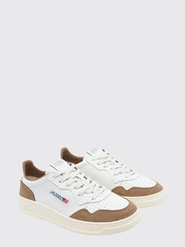 AUTRY Medalist Low Two-tone Calfskin And Suede Trainers - White
