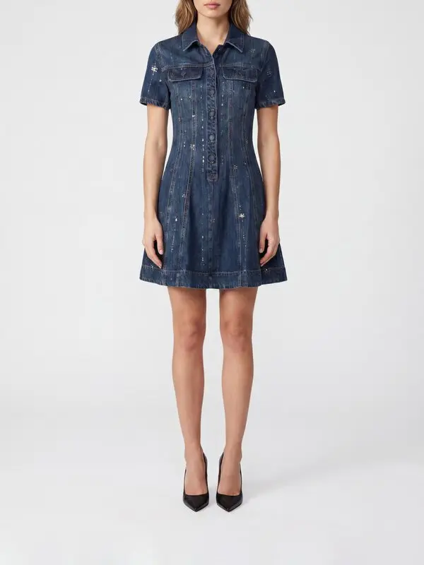 SELF-PORTRAIT Lyocell Mini Chemisier Dress - Blue