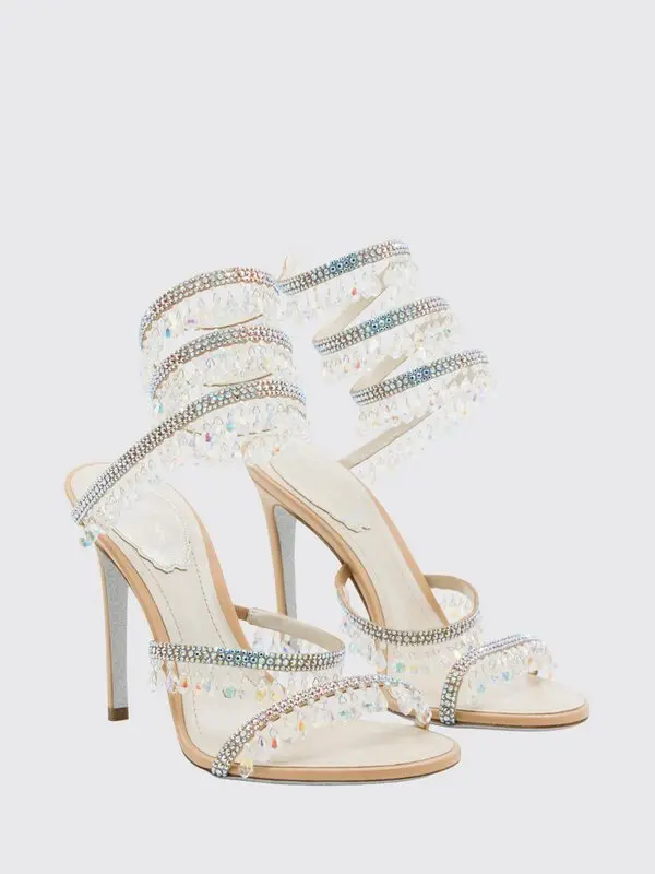 Rene Caovilla Crystal Embellished Stiletto Heel Sandals