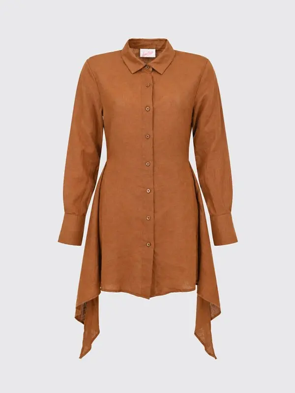 MC2 SAINT BARTH Asymmetric Linen Mini Shirt Dress