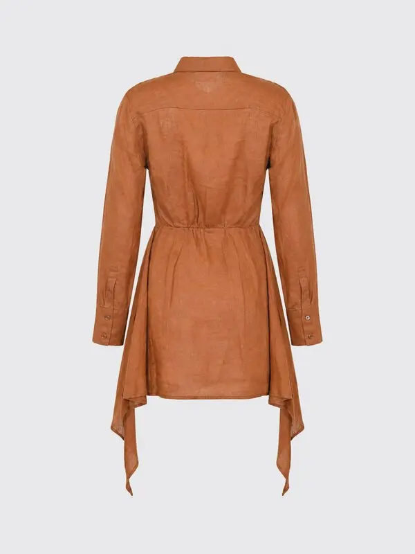 MC2 SAINT BARTH Asymmetric Linen Mini Shirt Dress