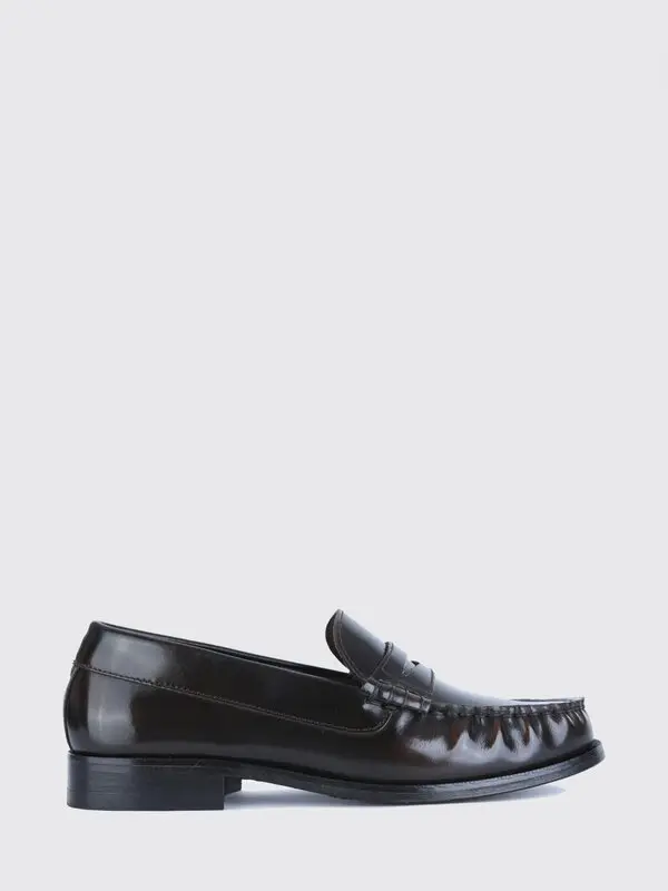 ALOHAS Brushed Leather Loafers With Strap - Coffee
