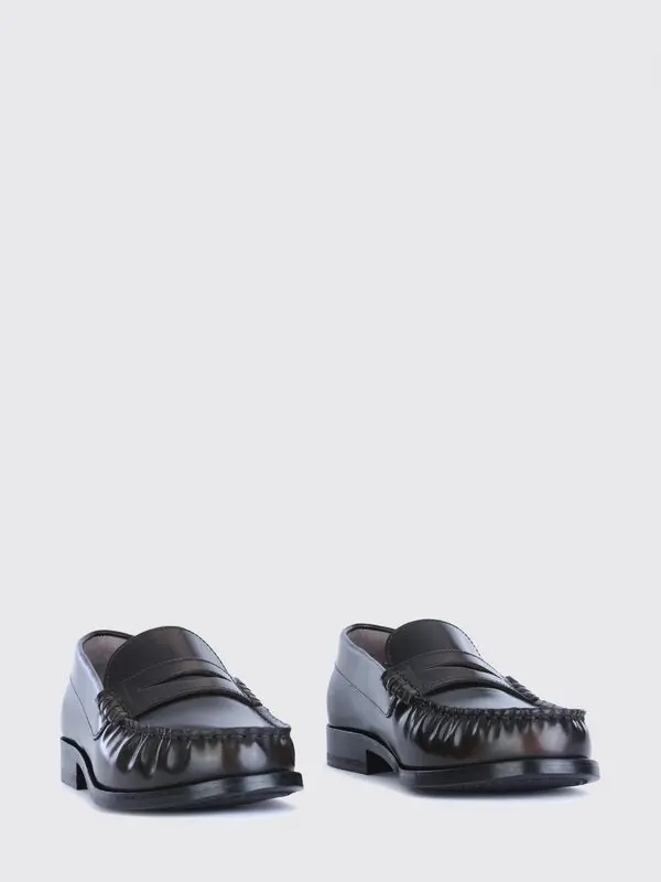 ALOHAS Brushed Leather Loafers With Strap - Coffee