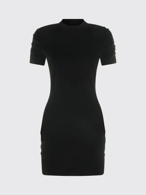 Alexander Wang Sheath Mini Dress In Jersey With Ruched Shoulders And Contrast Logo