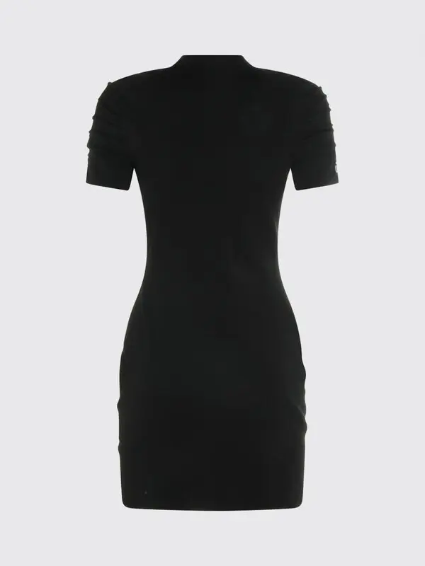 Alexander Wang Sheath Mini Dress With Ruched Shoulders And Contrast Logo