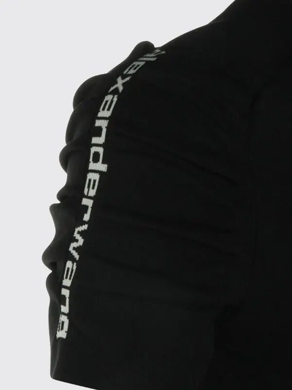 Alexander Wang Sheath Mini Dress With Ruched Shoulders And Contrast Logo