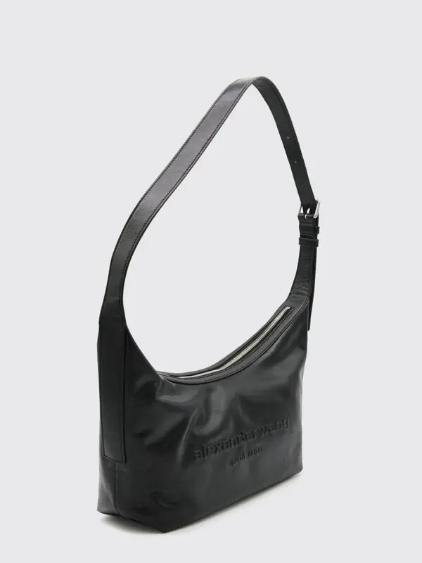 Alexander Wang Curved Leather Shoulder Bag - Black