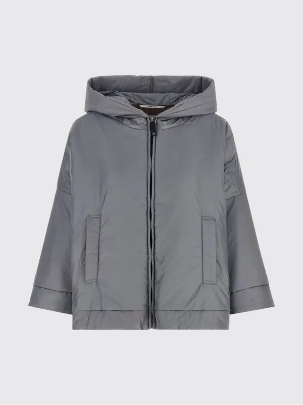 Max Mara Hooded Short Down Jacket In Technical Fabric With Dropped Shoulders - Grey