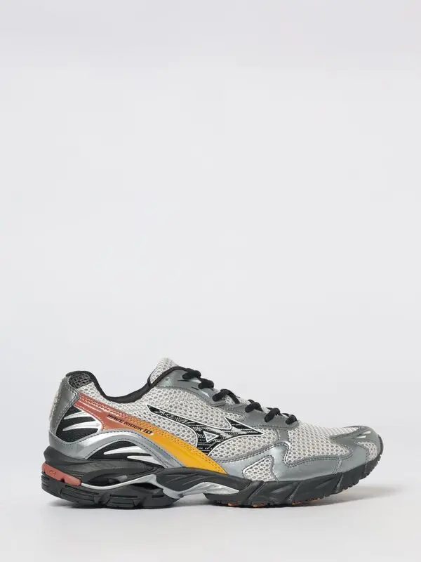 Mizuno Wave Rider Low-top Mesh Sneakers With Serrated Rubber Sole - Grey