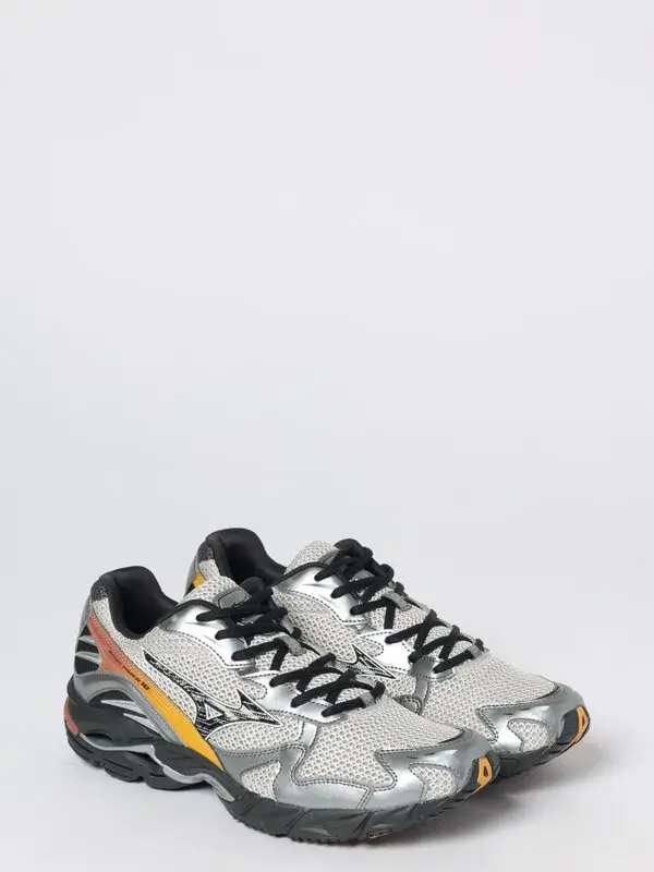 Mizuno Wave Rider Low-top Mesh Sneakers With Serrated Rubber Sole - Grey