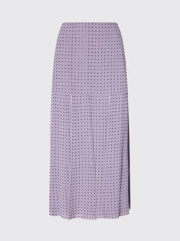 Pinko Pleated Midi Skirt With Rhinestone Embellishments - Violet