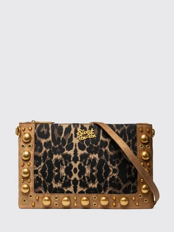 SECRET PON-PON Studded Leopard Print Crossbody Bag - Multicolor