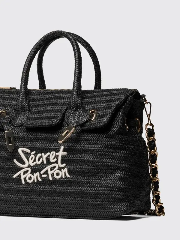 SECRET PON-PON Woven Handbag - Black