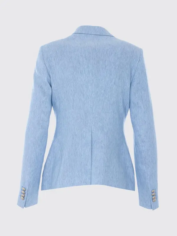 Tagliatore Double-breasted Blazer In Linen And Cotton Blend With Peak Lapels