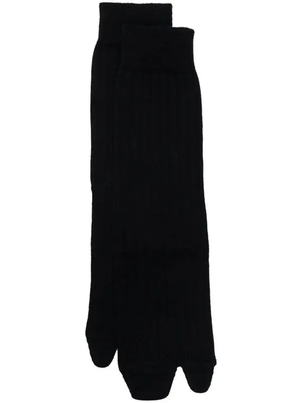 MAISON MARGIELA Long Tabi Socks In Wool Jersey - Black