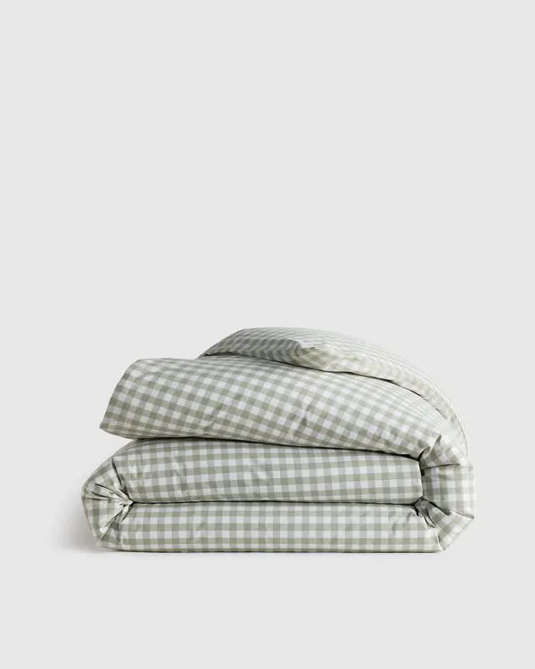 Quince Organic Crisp Percale Gingham Duvet Cover - Willowleaf
