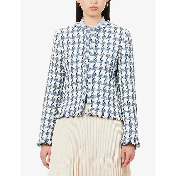 ME+EM Heritage Houndstooth-print Short Tweed Jacket