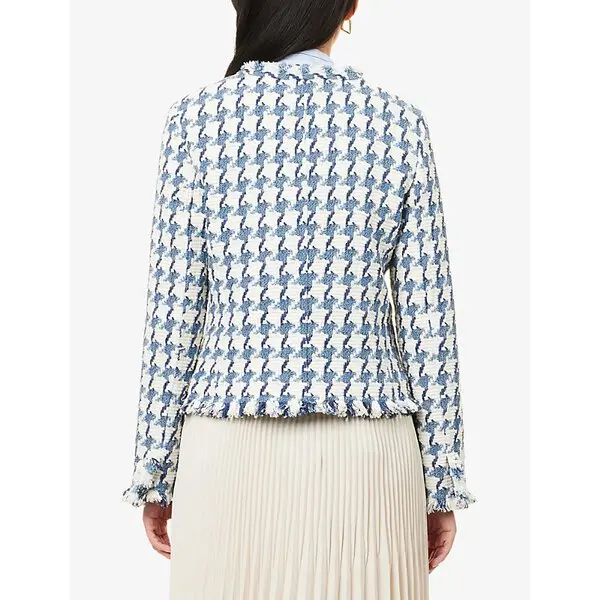 ME+EM Heritage Houndstooth-print Short Tweed Jacket
