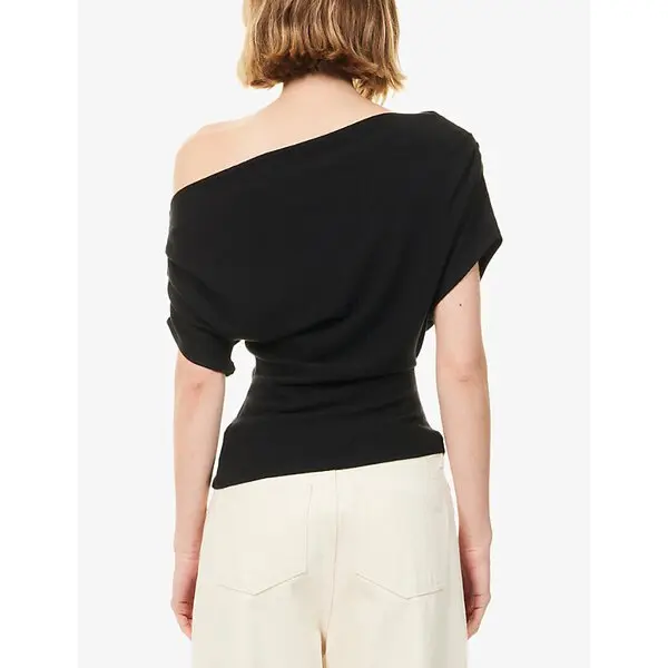 REFORMATION Iris Off-shoulder Cotton-knit Top