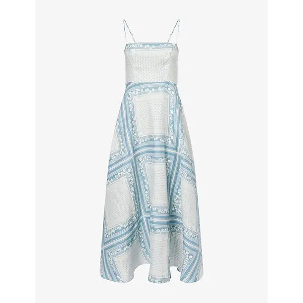 REFORMATION Monette Square-neck Linen Midi Dress
