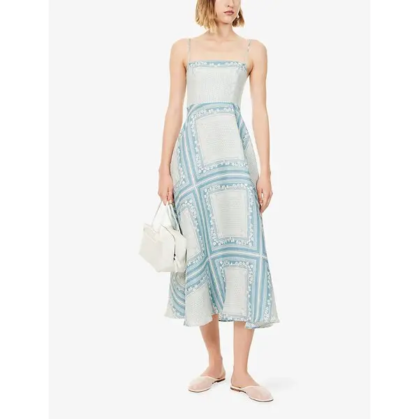 REFORMATION Monette Square-neck Linen Midi Dress