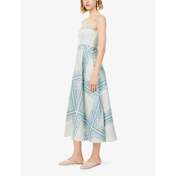 REFORMATION Monette Square-neck Linen Midi Dress