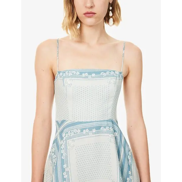 REFORMATION Monette Square-neck Linen Midi Dress